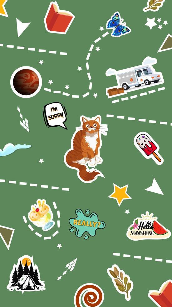 patches design. Cool Stickers Collage Pattern. Patches Background Vector Design. fun design ...