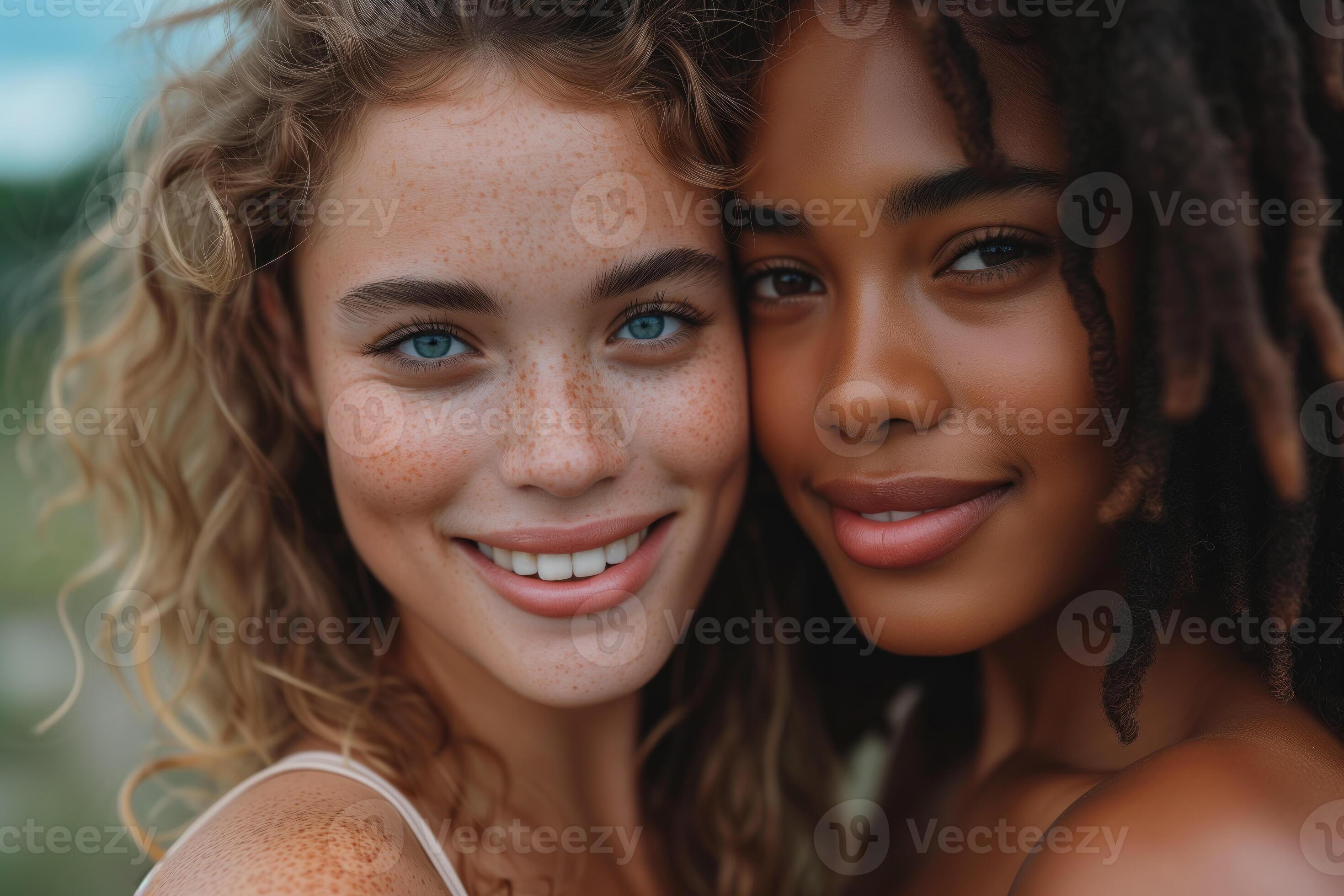 Ai Generated Close Up Portrait Of A Couple Of Young People 38933059
