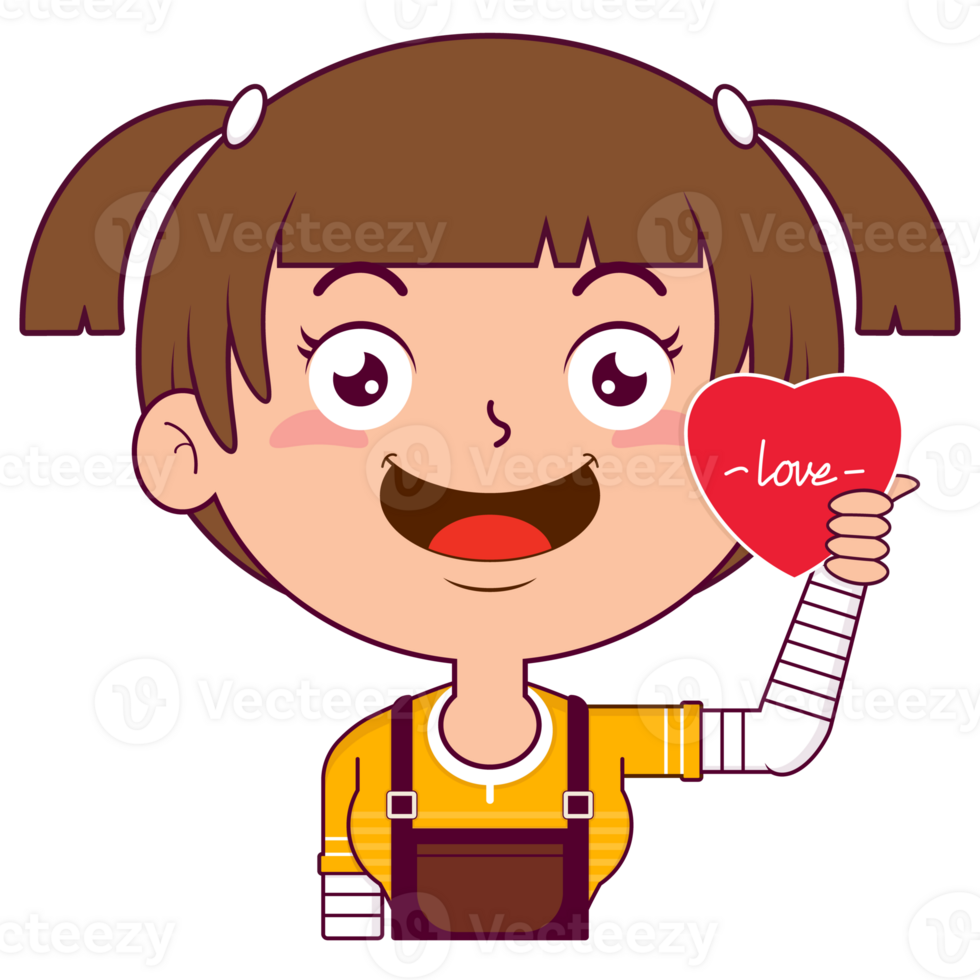 Girl Holding Heart Signs Playful Face Cartoon Cute 38935391 Png