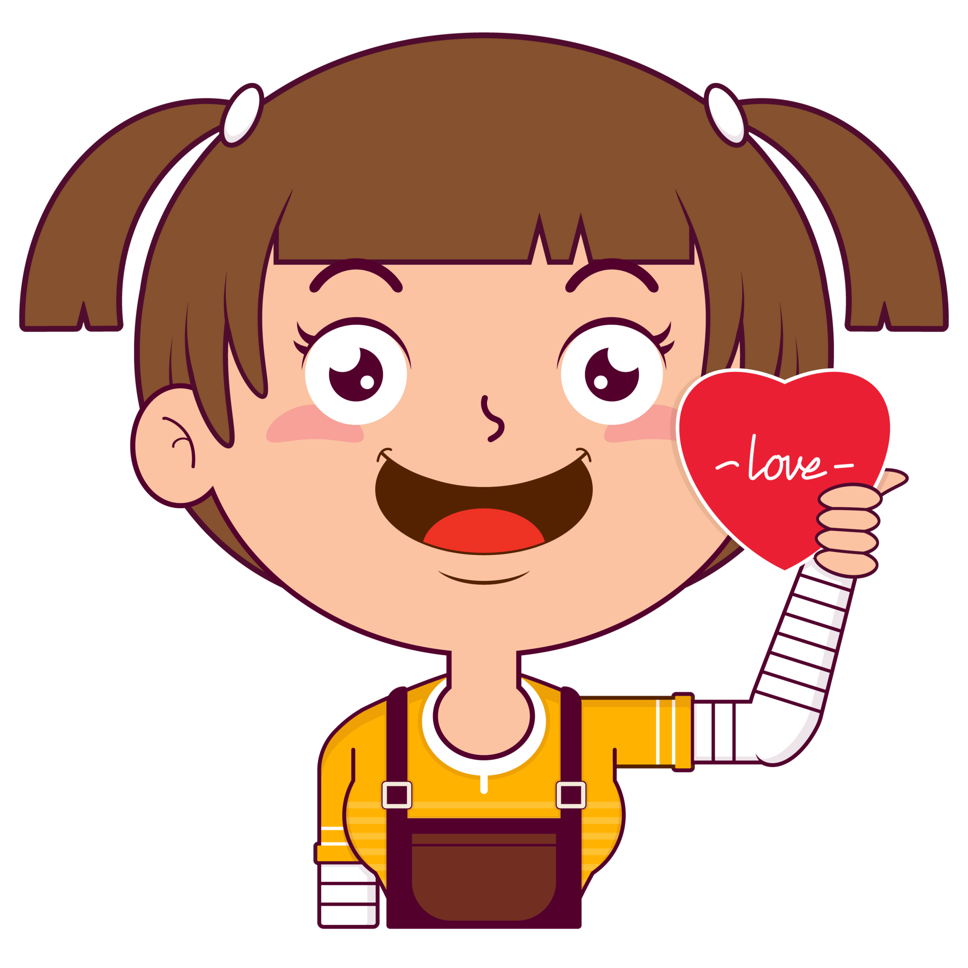 Girl Holding Heart Signs Playful Face Cartoon Cute 38935391 Png