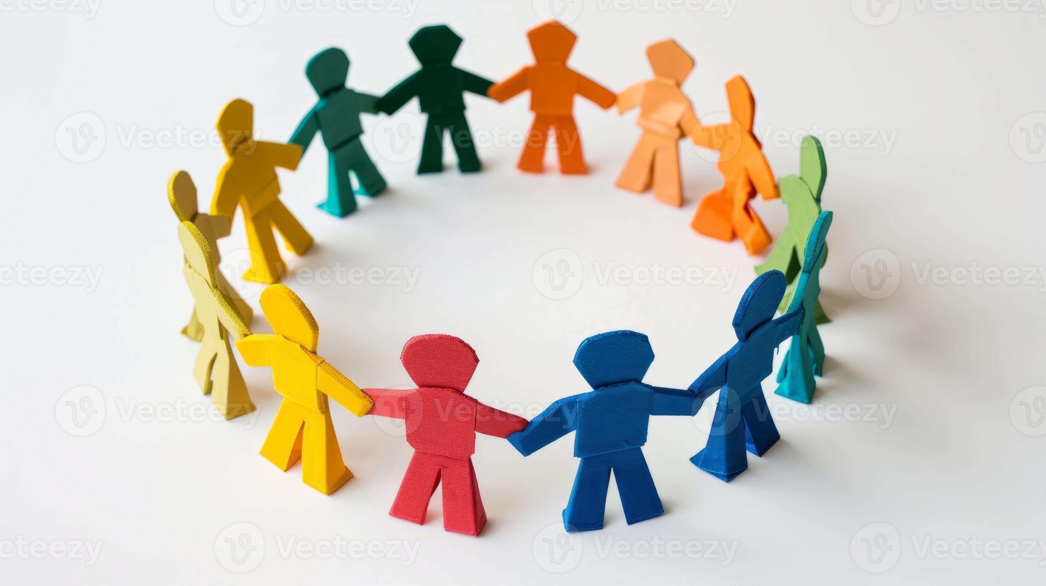 AI generated Circle of Paper Cutout Figures Symbolizing Unity and Diversity 38938030 Stock Photo ...