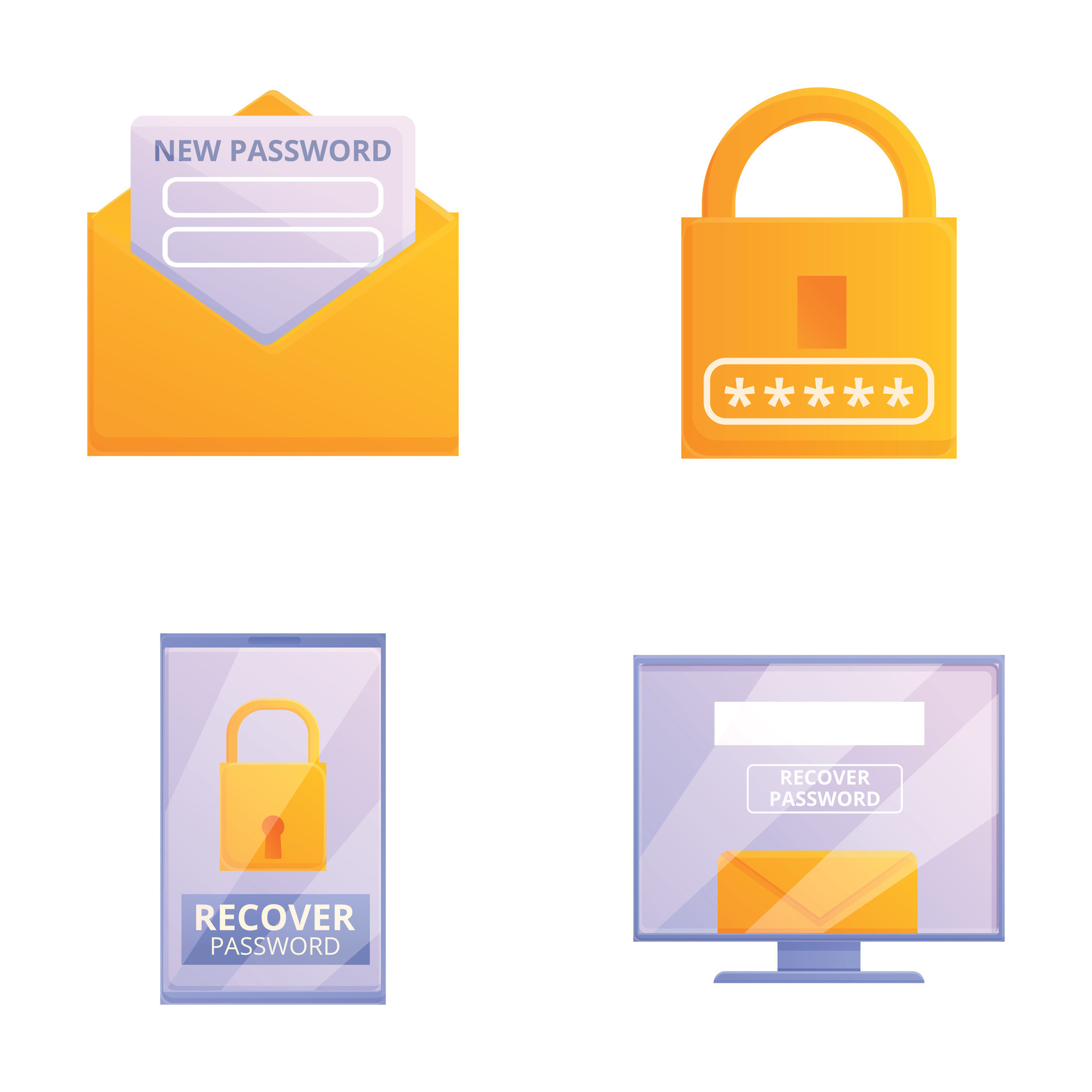 Password Recovery Icons Set Cartoon Vector Recovery Of Password For Account 38938182 Vector Art