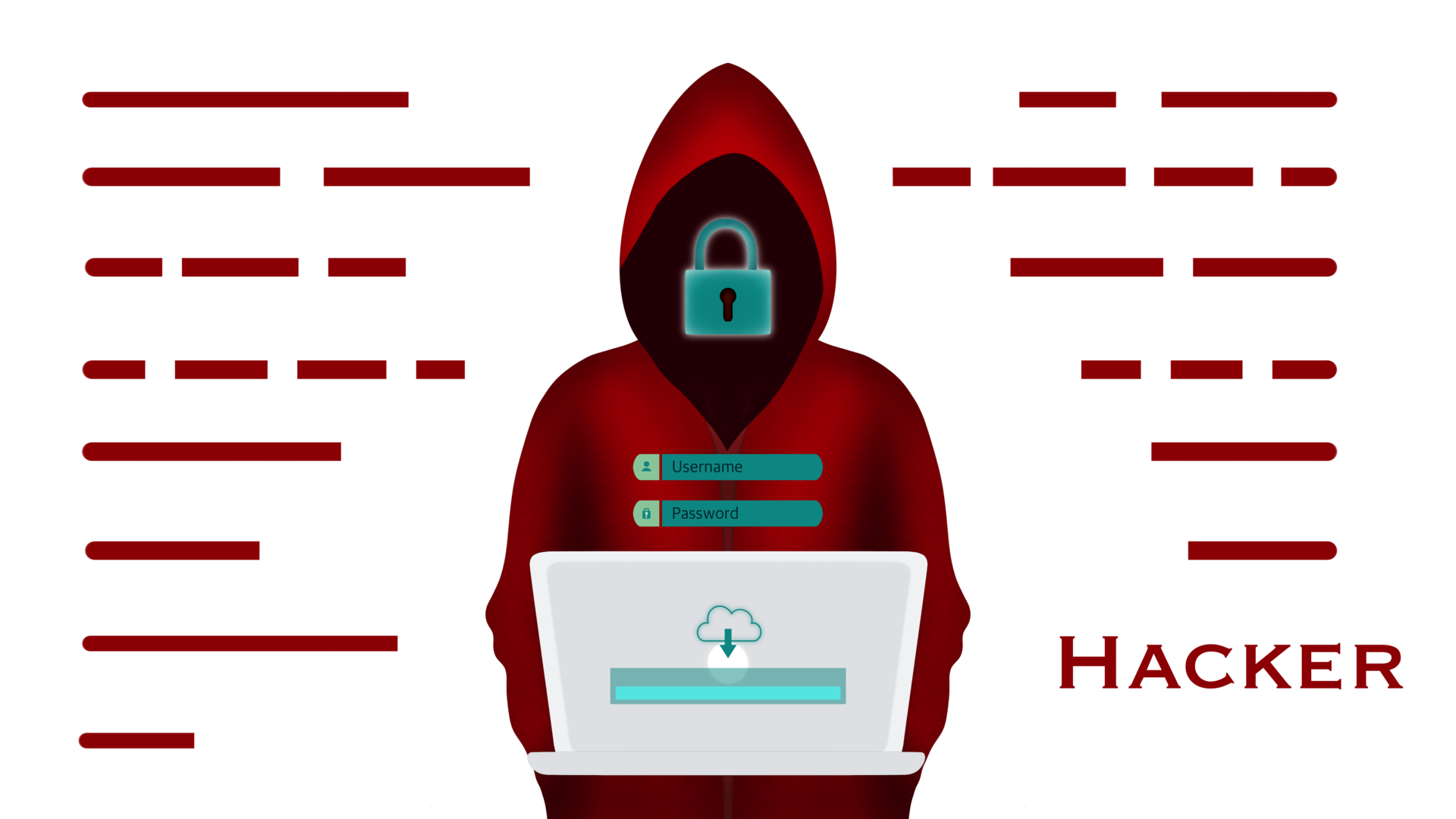 faceless hacker in red shadows using laptops, hacker criminal security ...