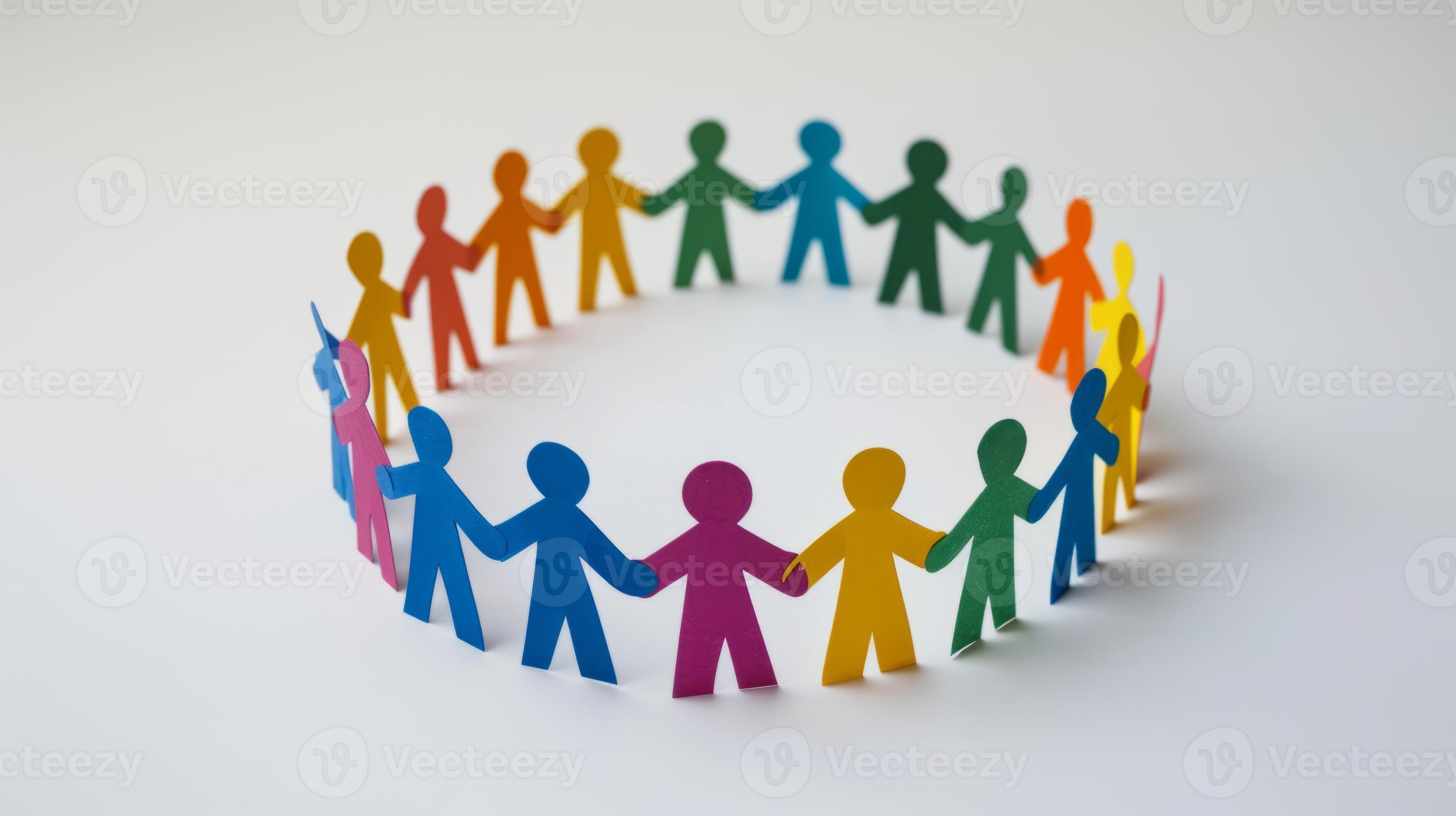 AI generated Circle of Colorful Paper Cutout Figures Representing Unity and Diversity 38939934 ...