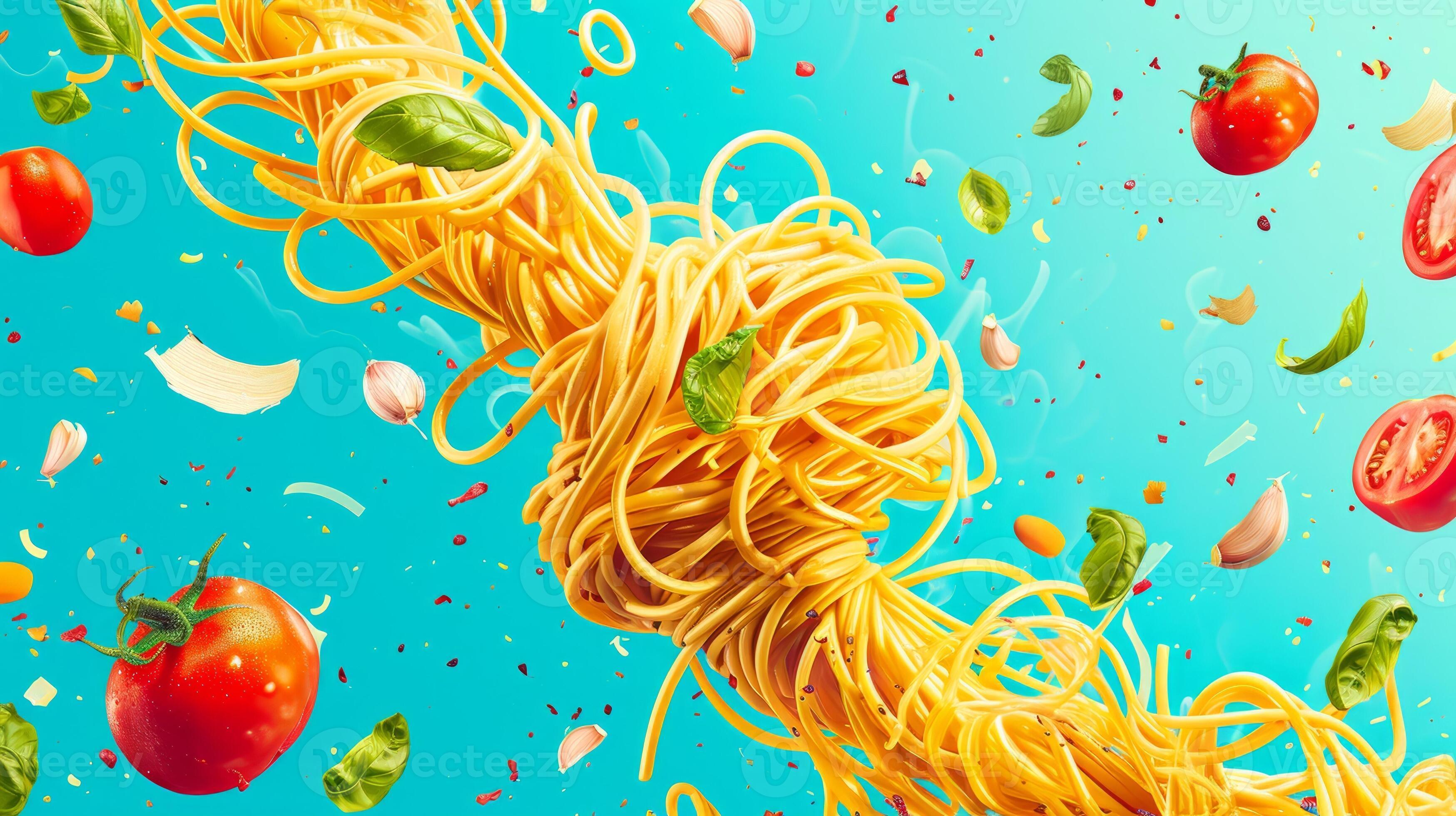 AI generated Whirl of Spaghetti with Floating Ingredients 38939948 ...