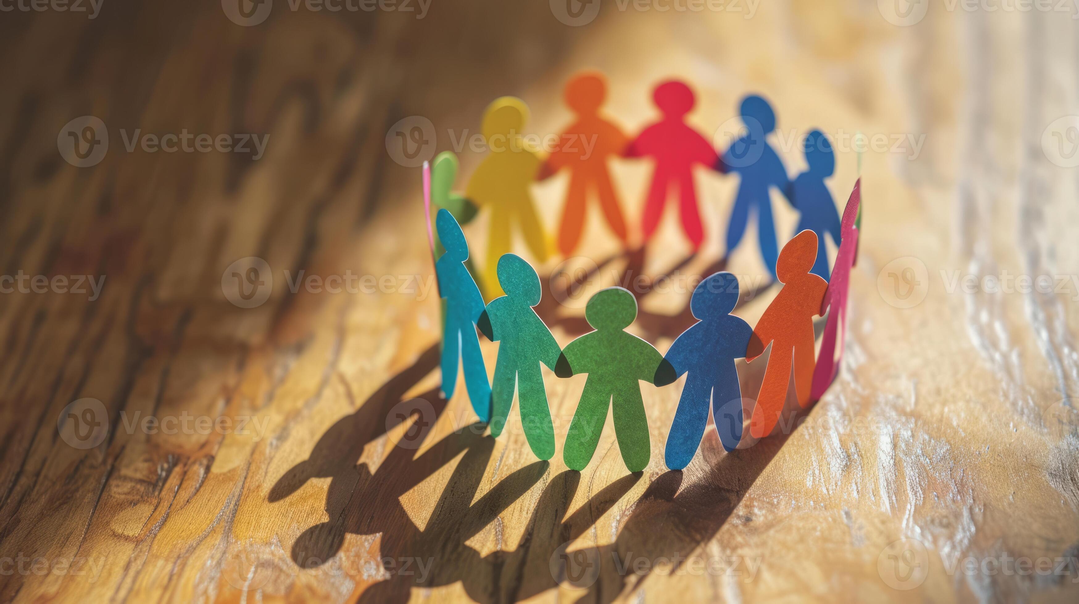 AI generated Colorful Paper Chain of Figures Symbolizing Unity and ...