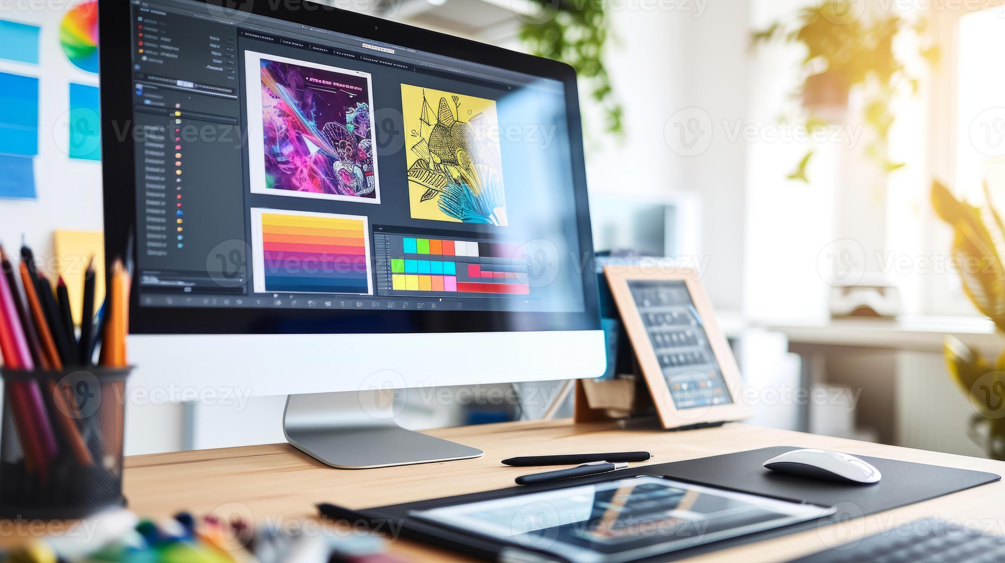 AI generated Modern Graphic Design Workspace with Dual Screens 38940910 ...