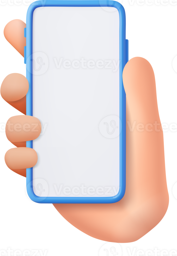 3d Hand Holding Mobile Phone With Empty Screen 38942481 Png