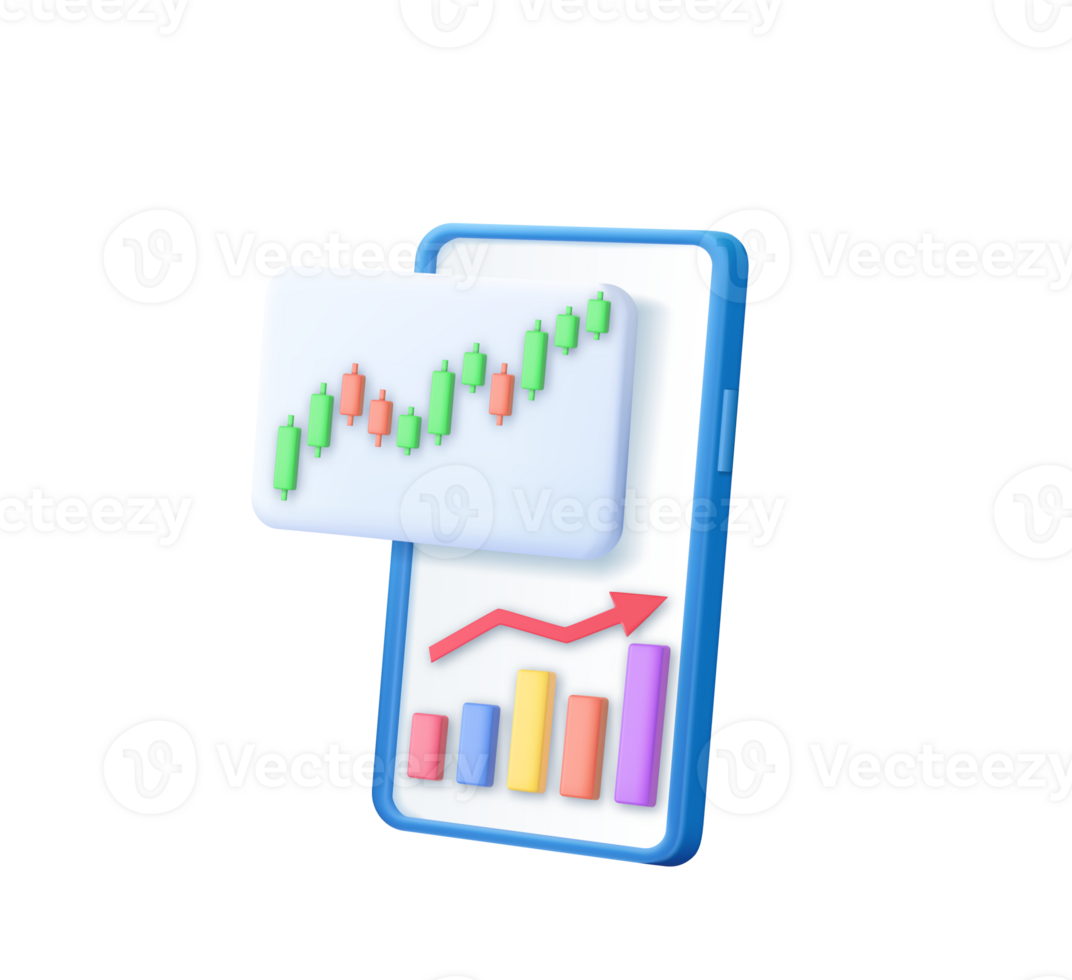 3d Candle Stick Graph Chart Of Online Stock 38943421 Png