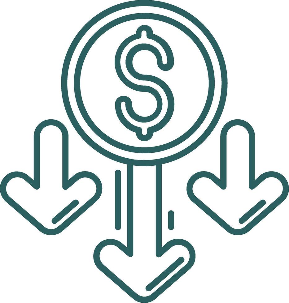 Decrease Line Gradient Green Icon 38959649 Vector Art at Vecteezy