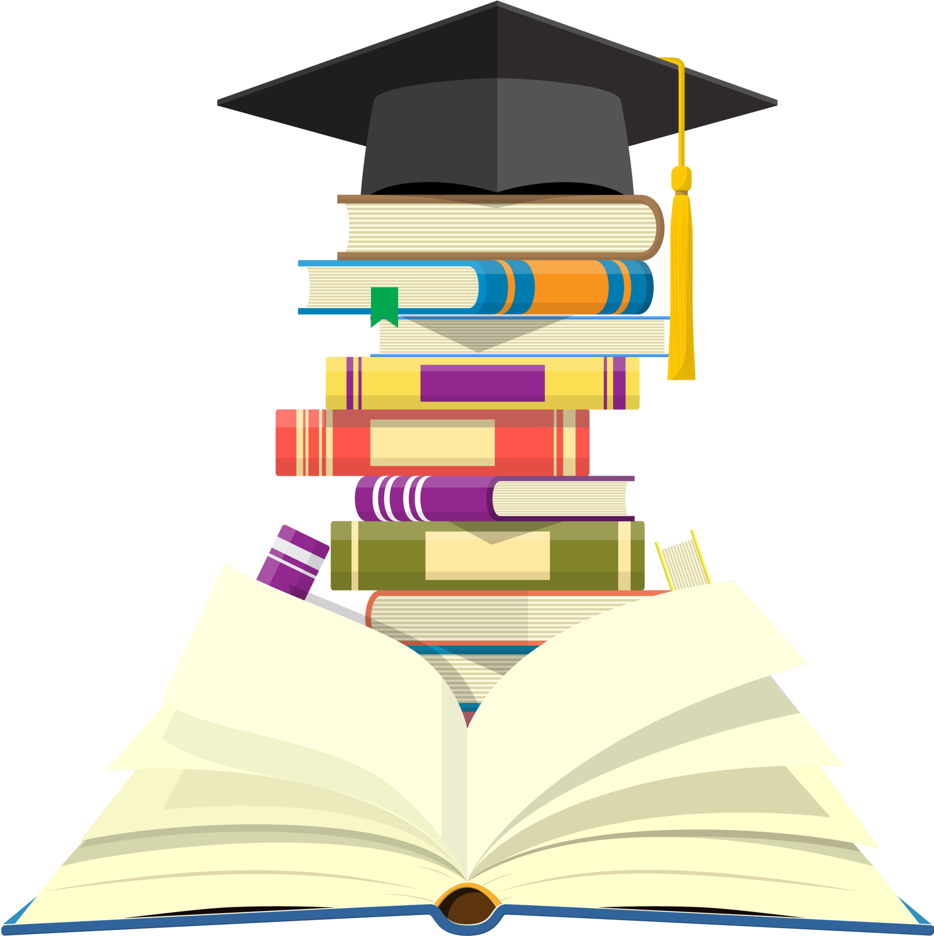 Graduation Cap On Stack Of Books 38965957 Png