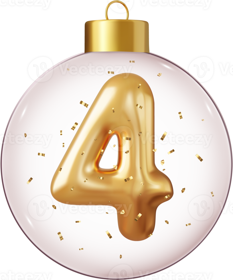 3d Golden Number In Glass Bauble 4 38966263 Png