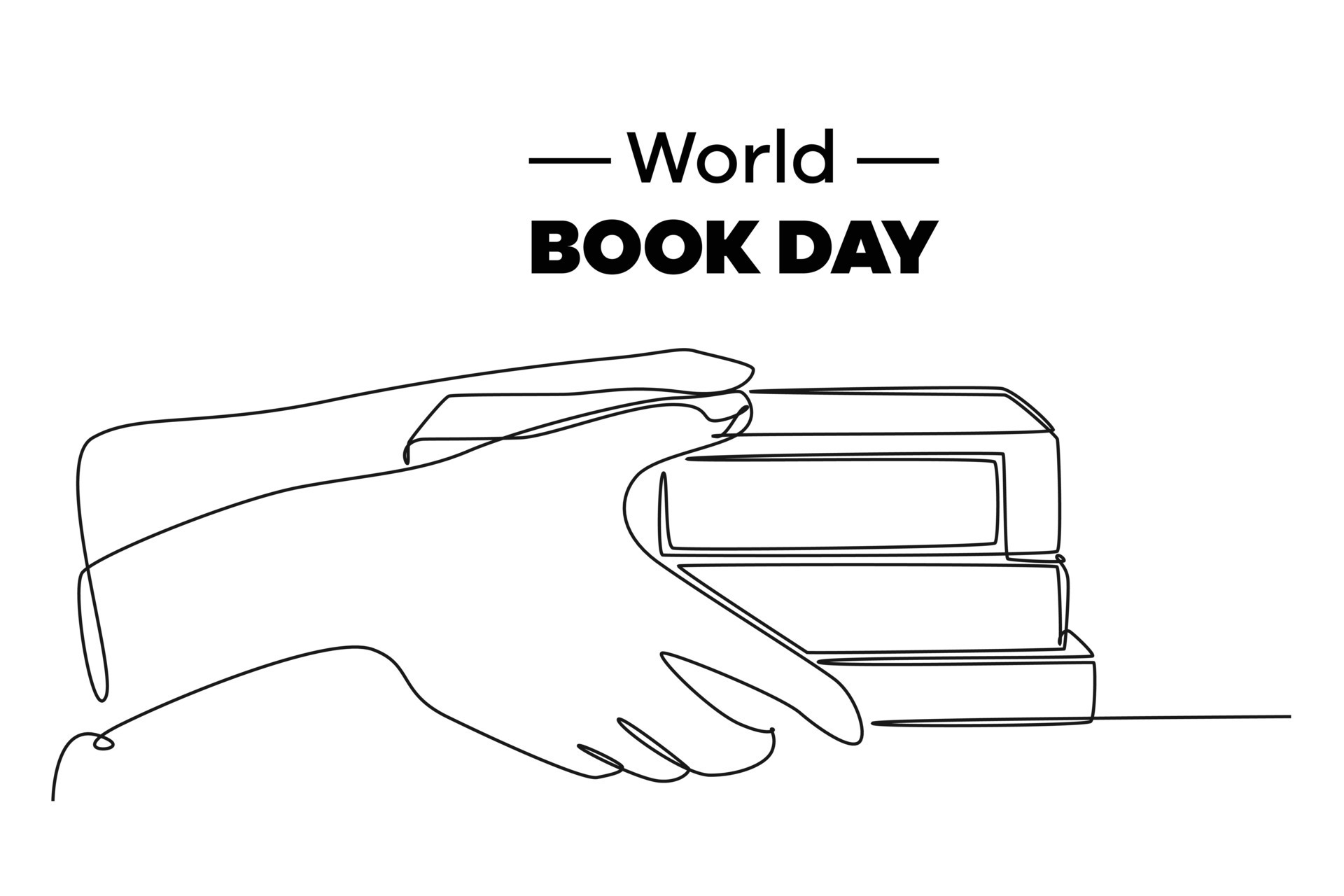 One Continuous Line Drawing Of World Book Day Concept Doodle Vector