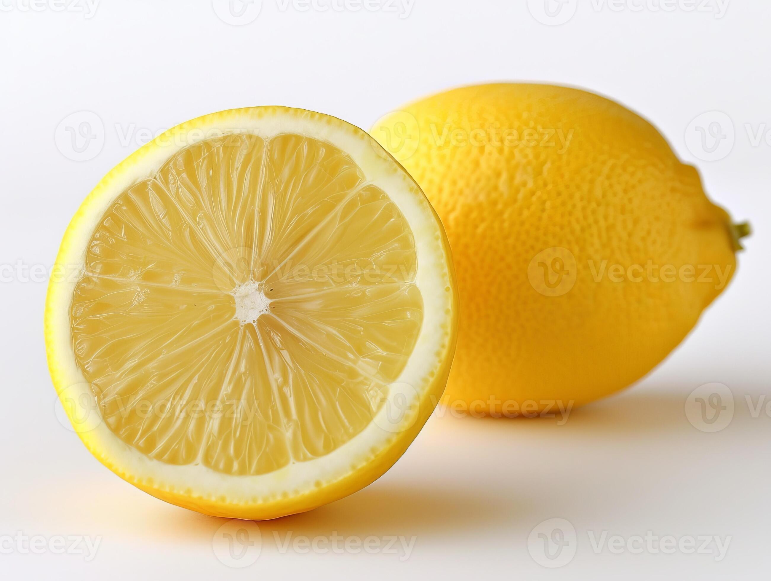 AI generated half cut lemon and whole lemon on white background 39054000 Stock Photo at Vecteezy