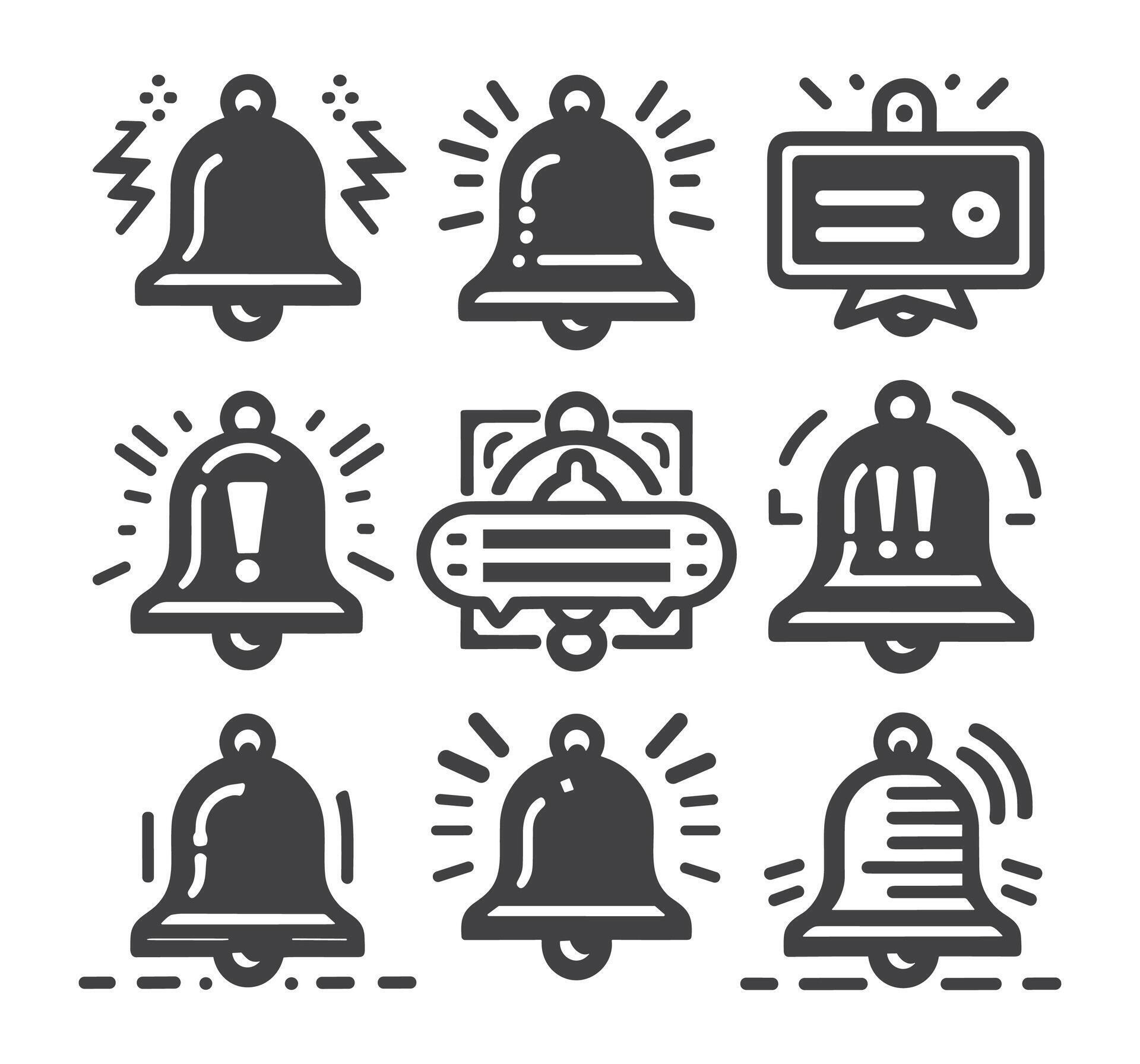 Notification Bell Icon Set Notice Message Alarm Symbolincoming Inbox Message New Message