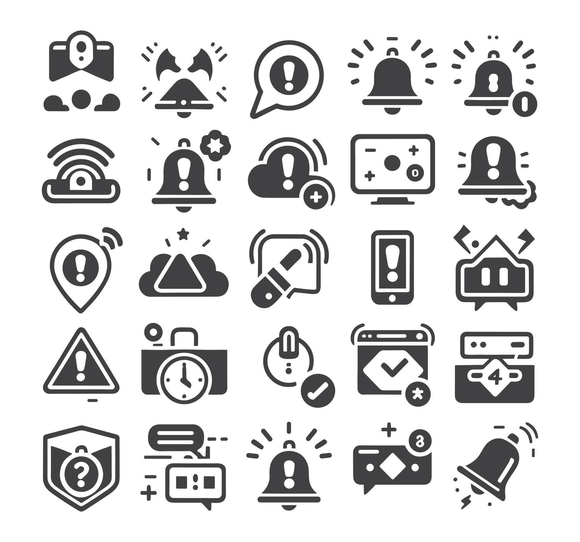 Notification Bell Icon Set Notice Message Alarm Symbolincoming Inbox
