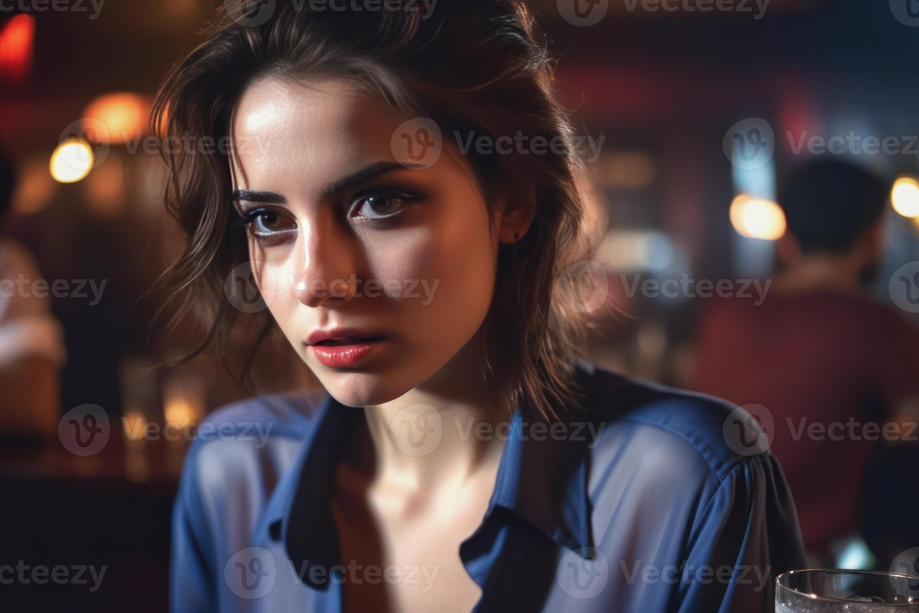 AI Generated Pretty drunk girl at the bar. Concept of alcoholism. Generative AI 39062465 Stock ...