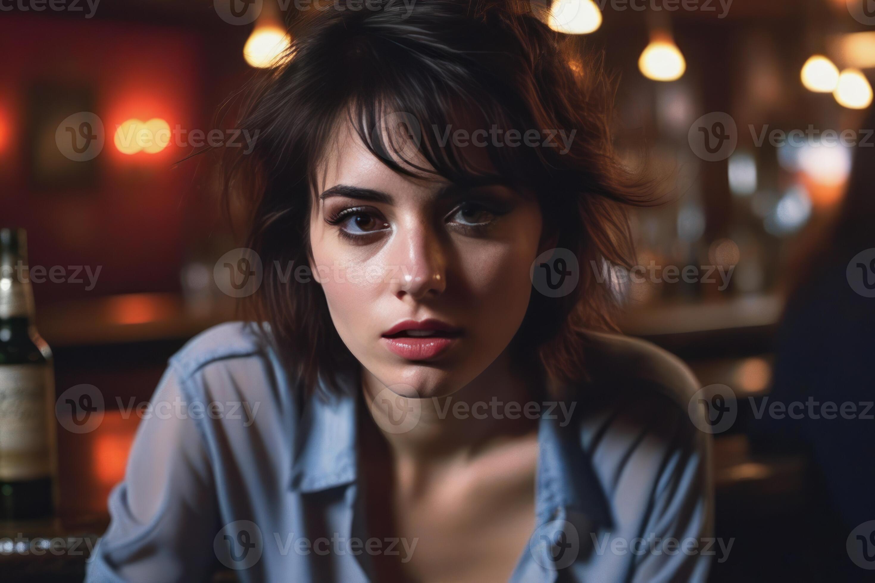 AI Generated Pretty drunk girl at the bar. Concept of alcoholism. Generative AI 39062492 Stock ...