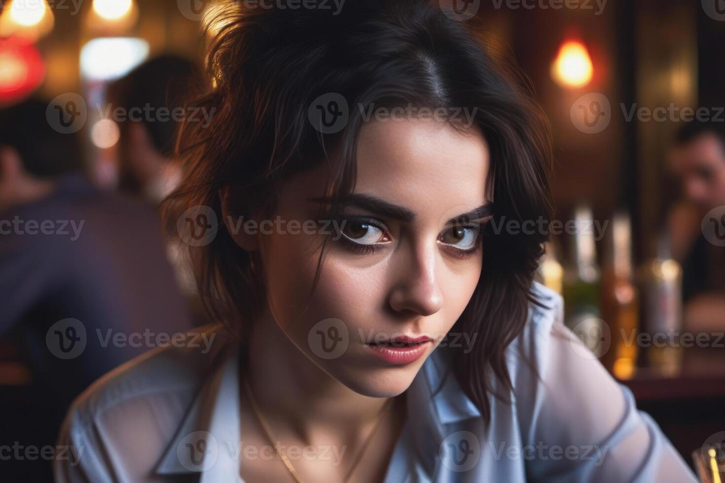 AI Generated Pretty drunk girl at the bar. Concept of alcoholism. Generative AI 39062525 Stock ...