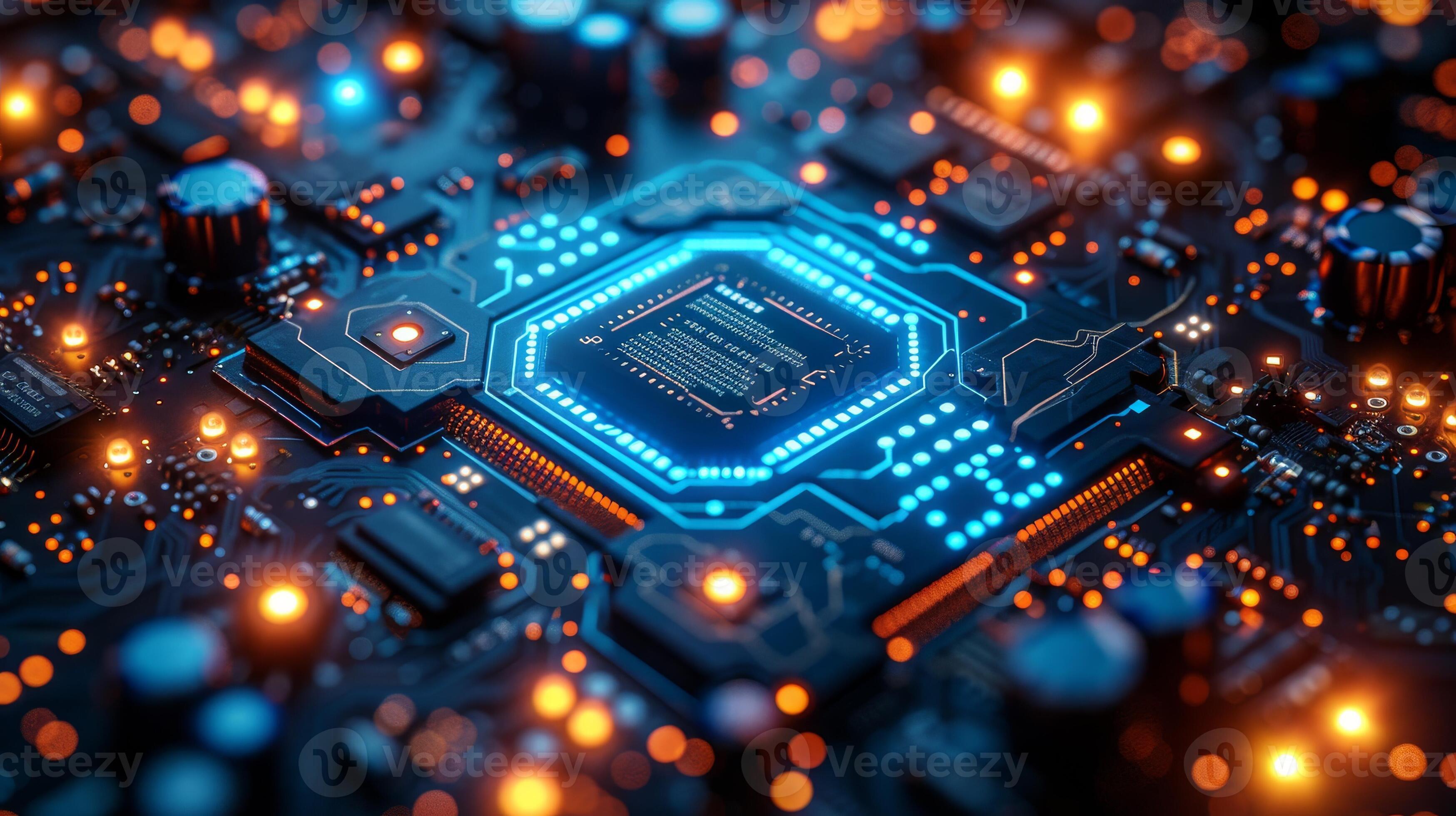 AI Generated AI. Circuit board. Technology background. Central Computer Processors CPU concept ...