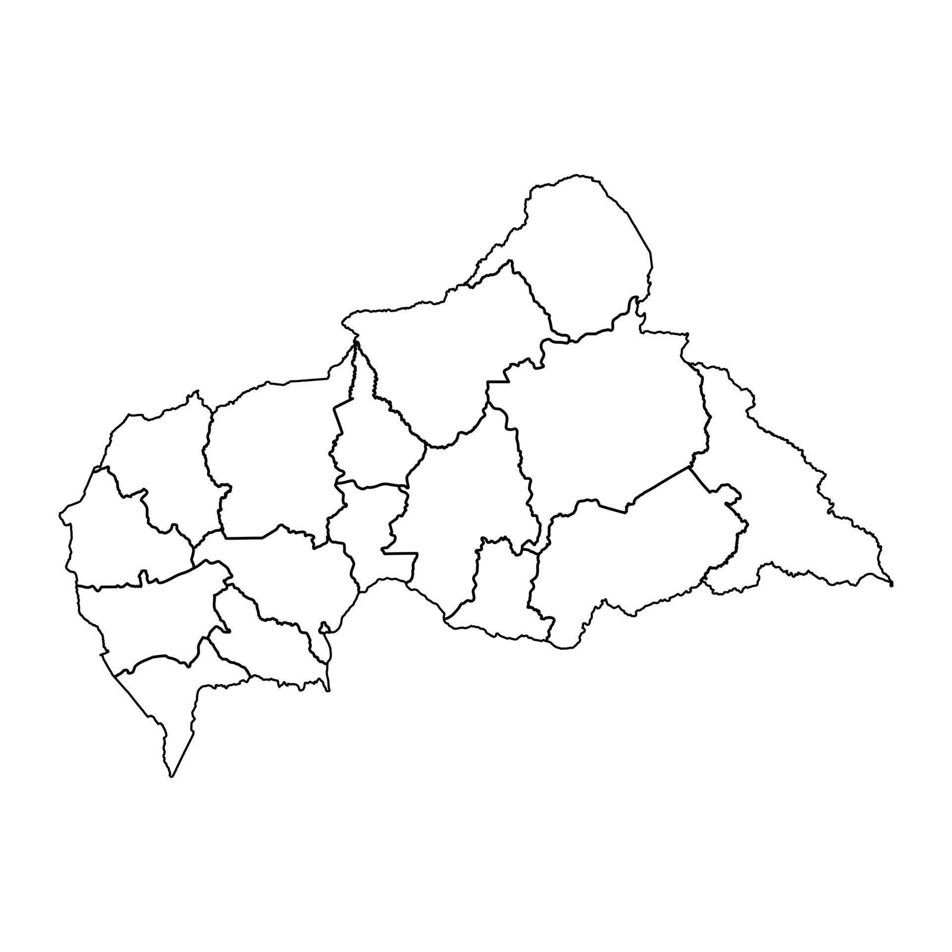 Central African Republic Map With Administrative Divisions Vector