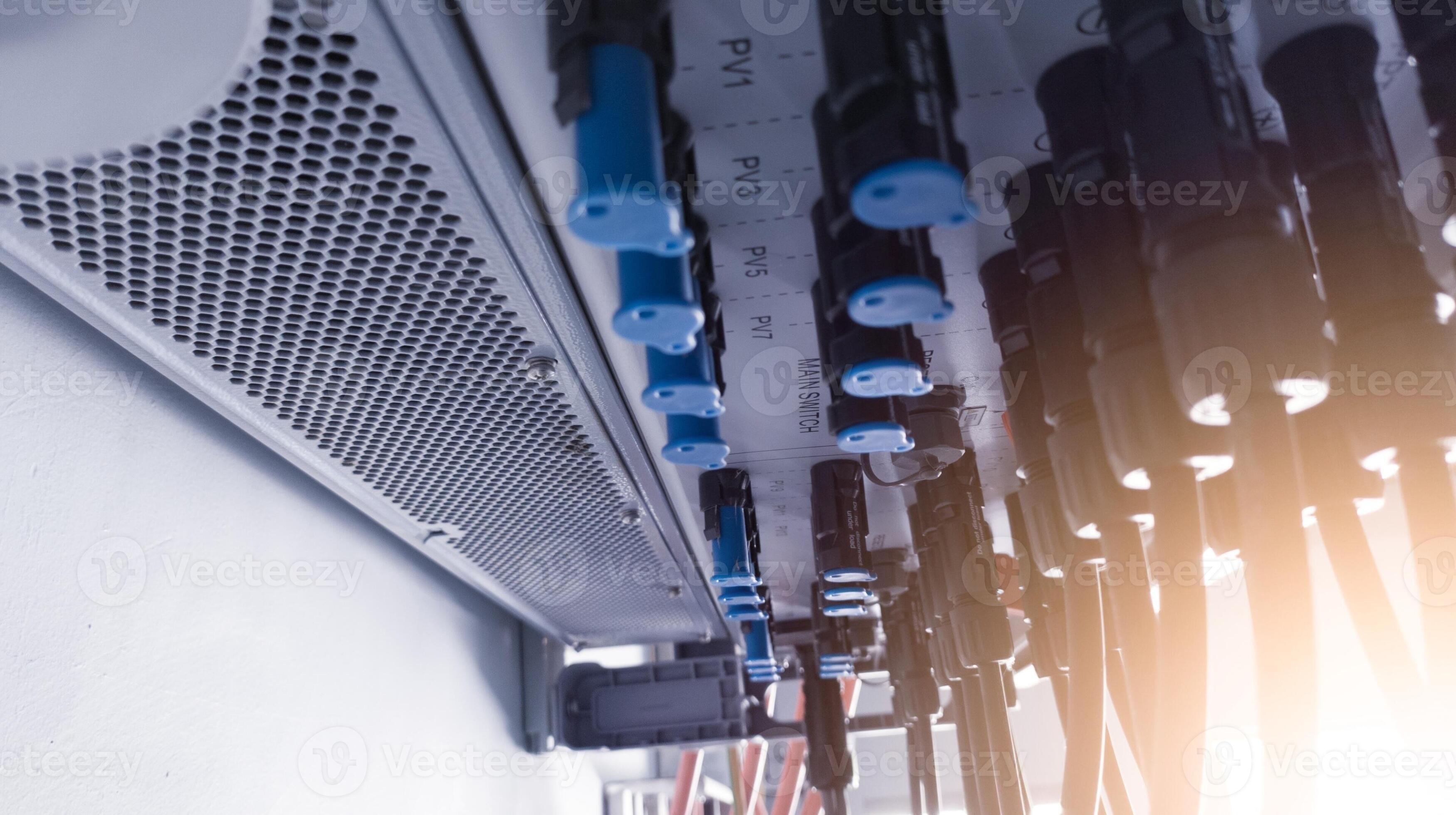 Cable connecting the power from the solar panel to the inverter with ...