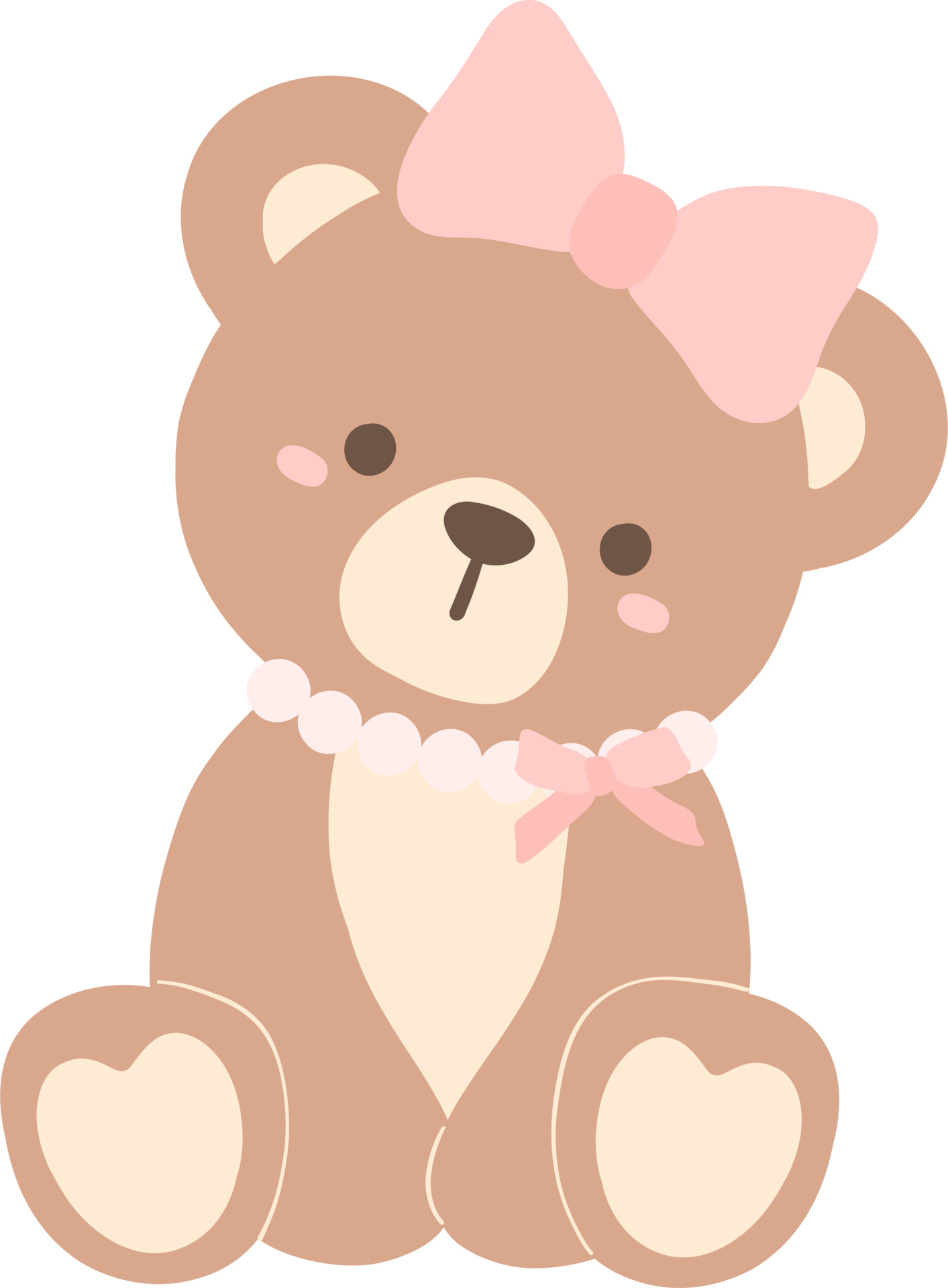 Coquette Teddy Bear With Pink Bow 39089206 Png