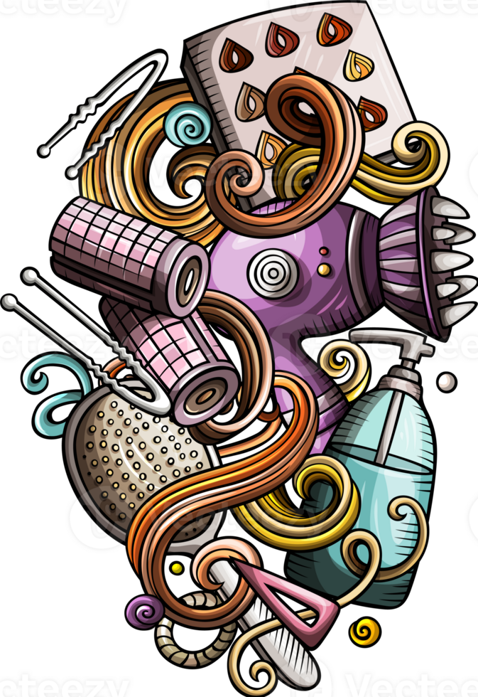 Hår Salong Detaljerad Tecknad Serie Illustration 39090019 Png