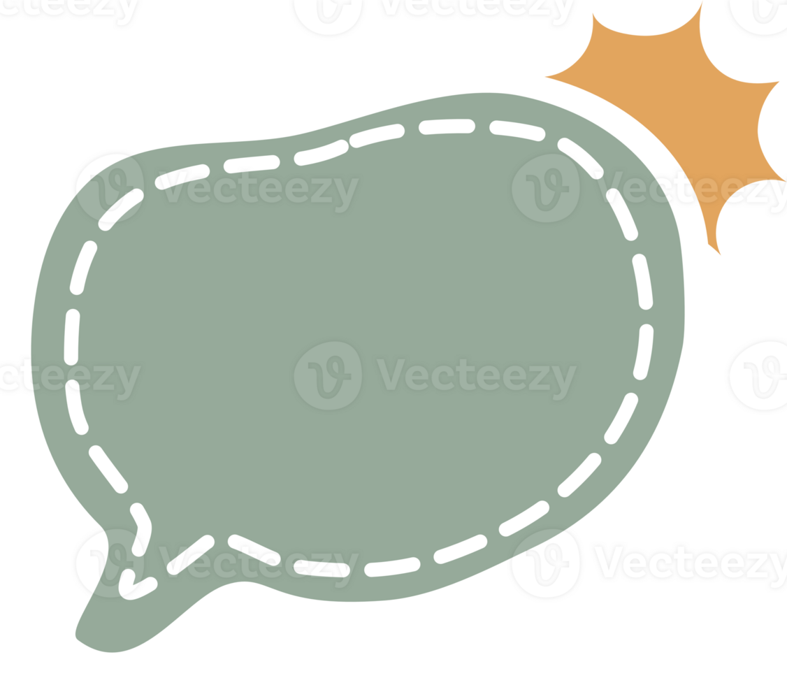 Dashed line Colorful pastel green color speech bubble balloon, icon sticker memo keyword planner ...