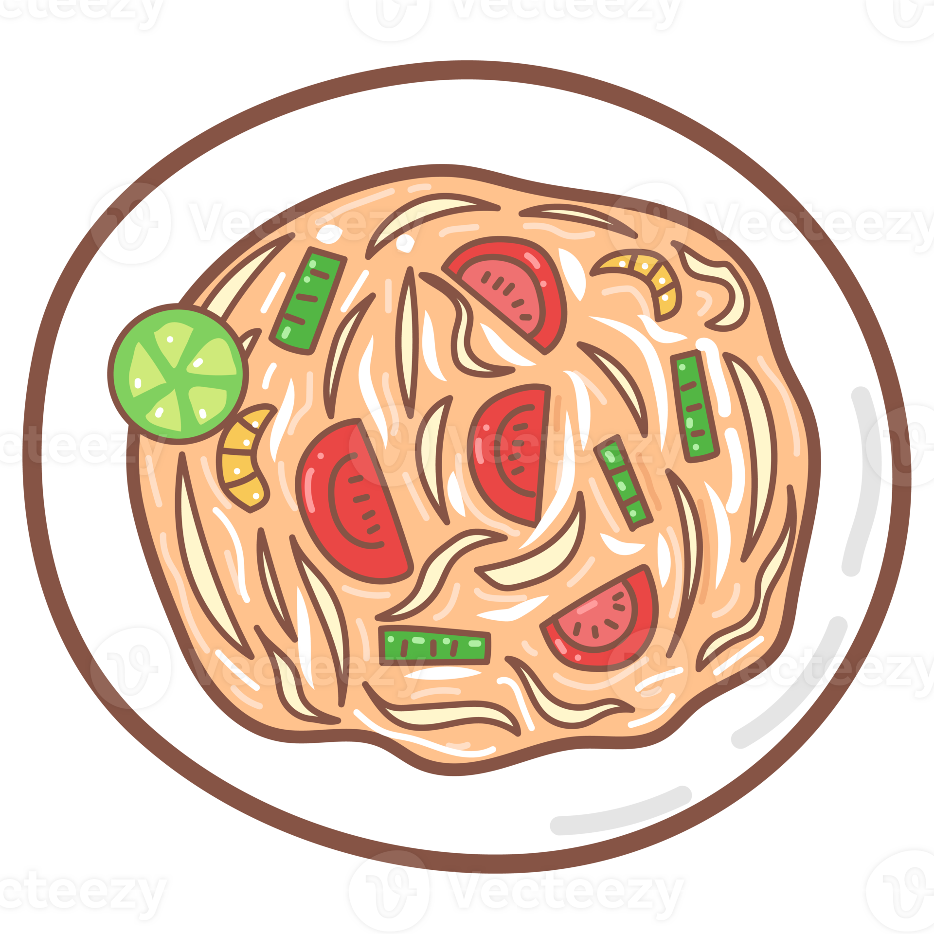 papaya salad doodle cartoon 39096005 PNG