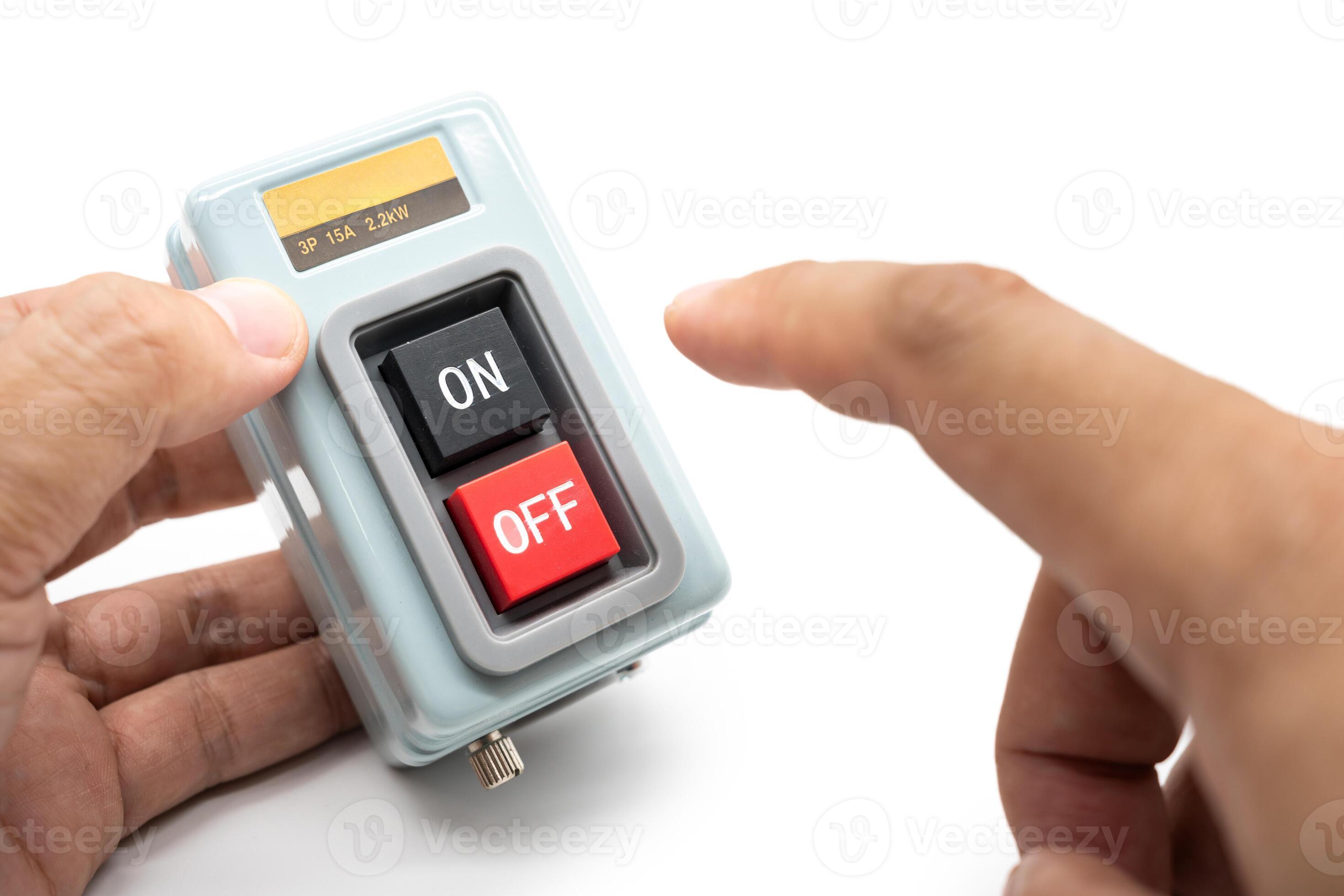 Box with two buttons with ON and OFF isolated on white background. Box ...