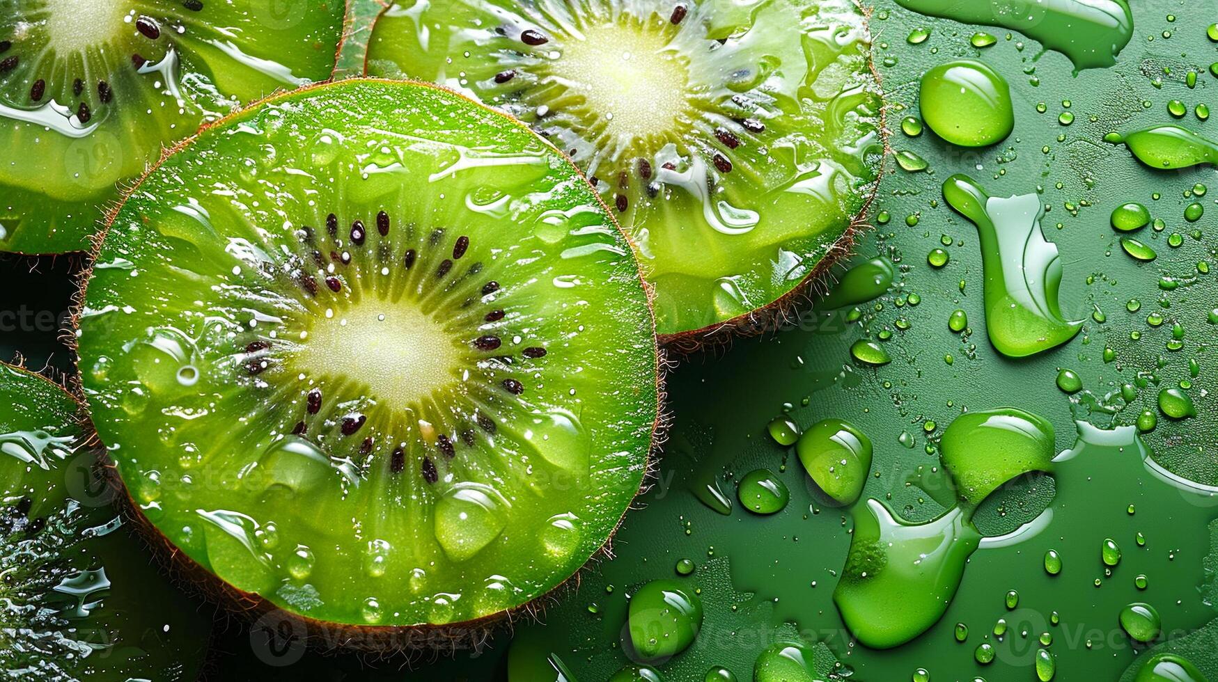 AI generated Kiwi fruit background and space for text , Photorealistic ...