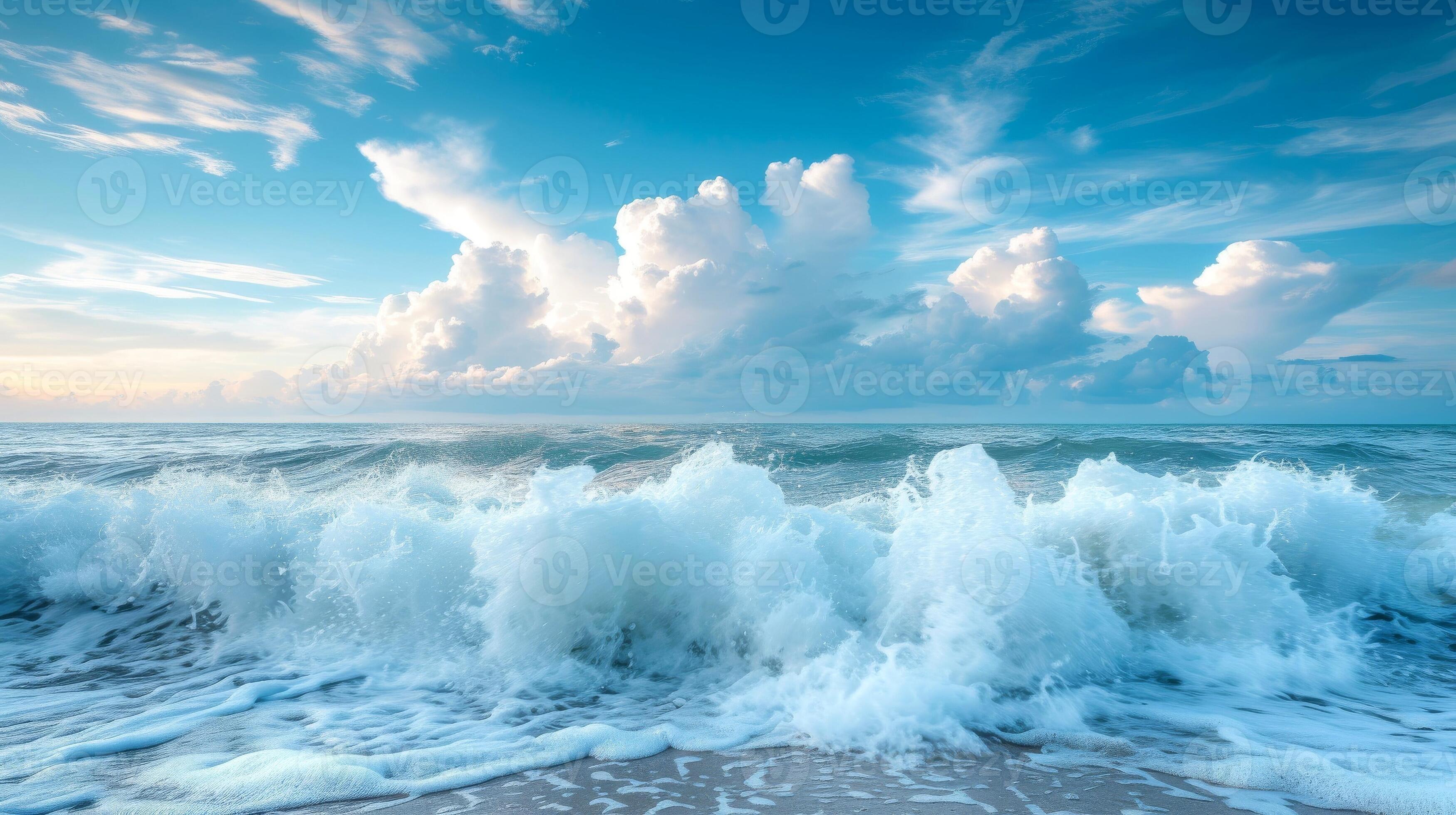 AI generated Close-up, Beautiful sea waves, beach background ...