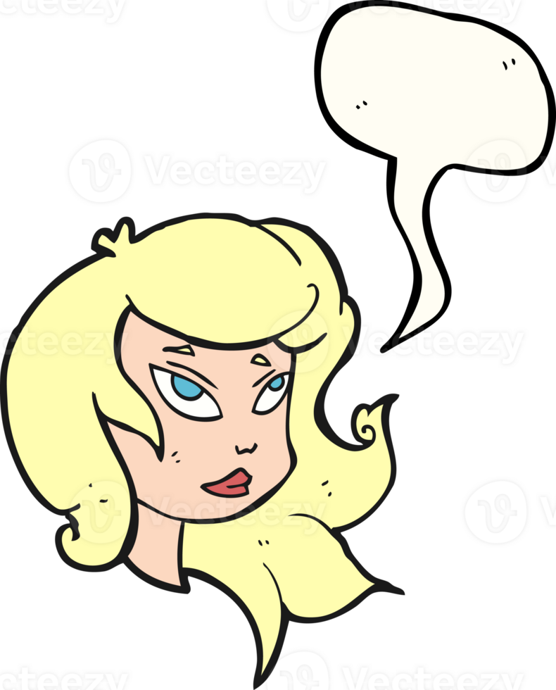 Speech Bubble Cartoon Female Face 39176479 Png
