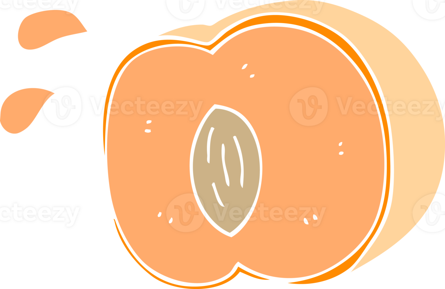 Ilustración De Color Plano De Un Melocotón Jugoso De Dibujos Animados