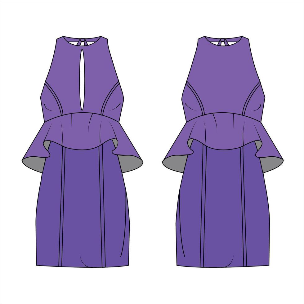 Ruffle Mini Dress Technical Fashion Illustration Tie Knot Dress Fashion