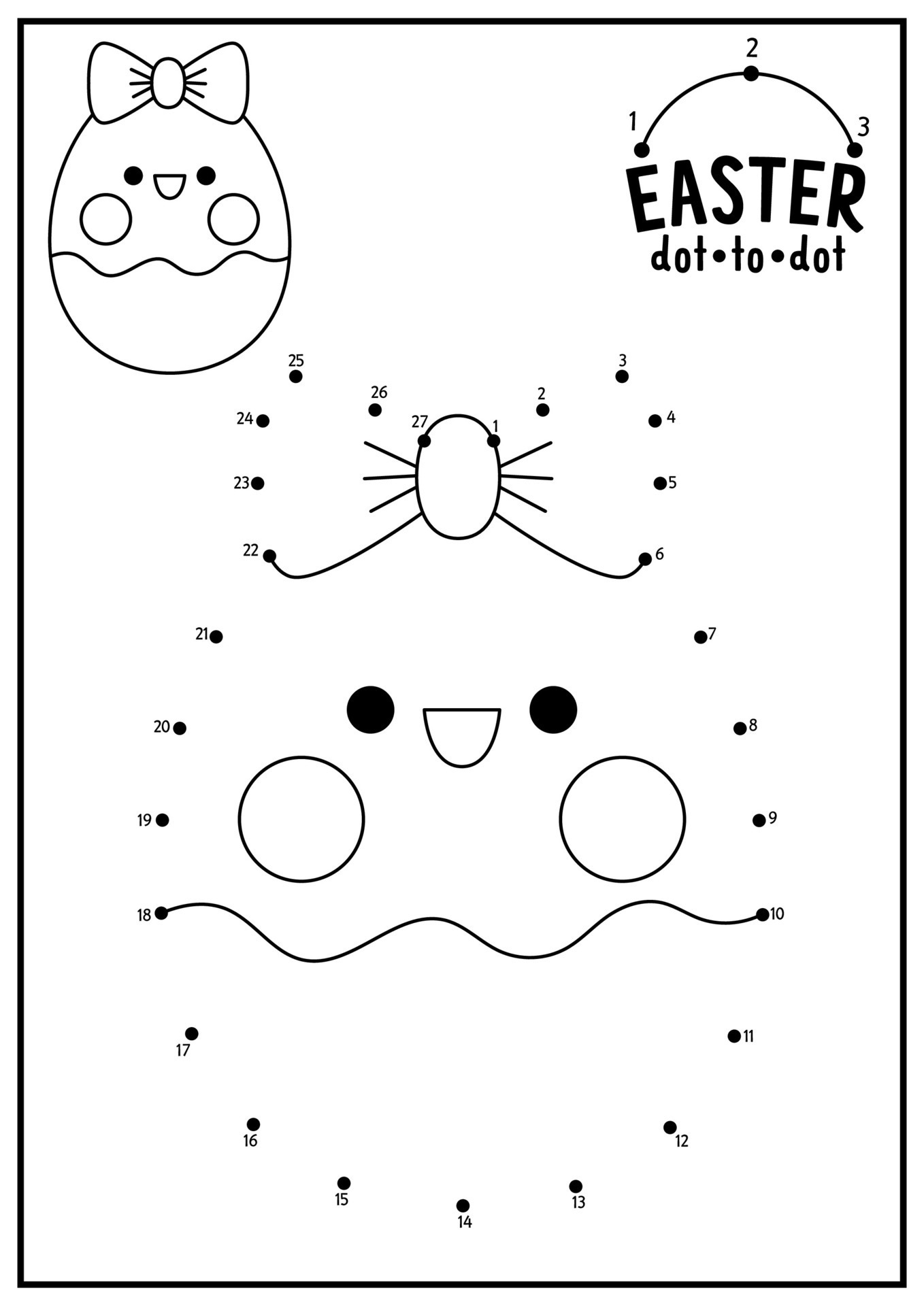 Vector Easter dot-to-dot and color activity with cute kawaii egg ...