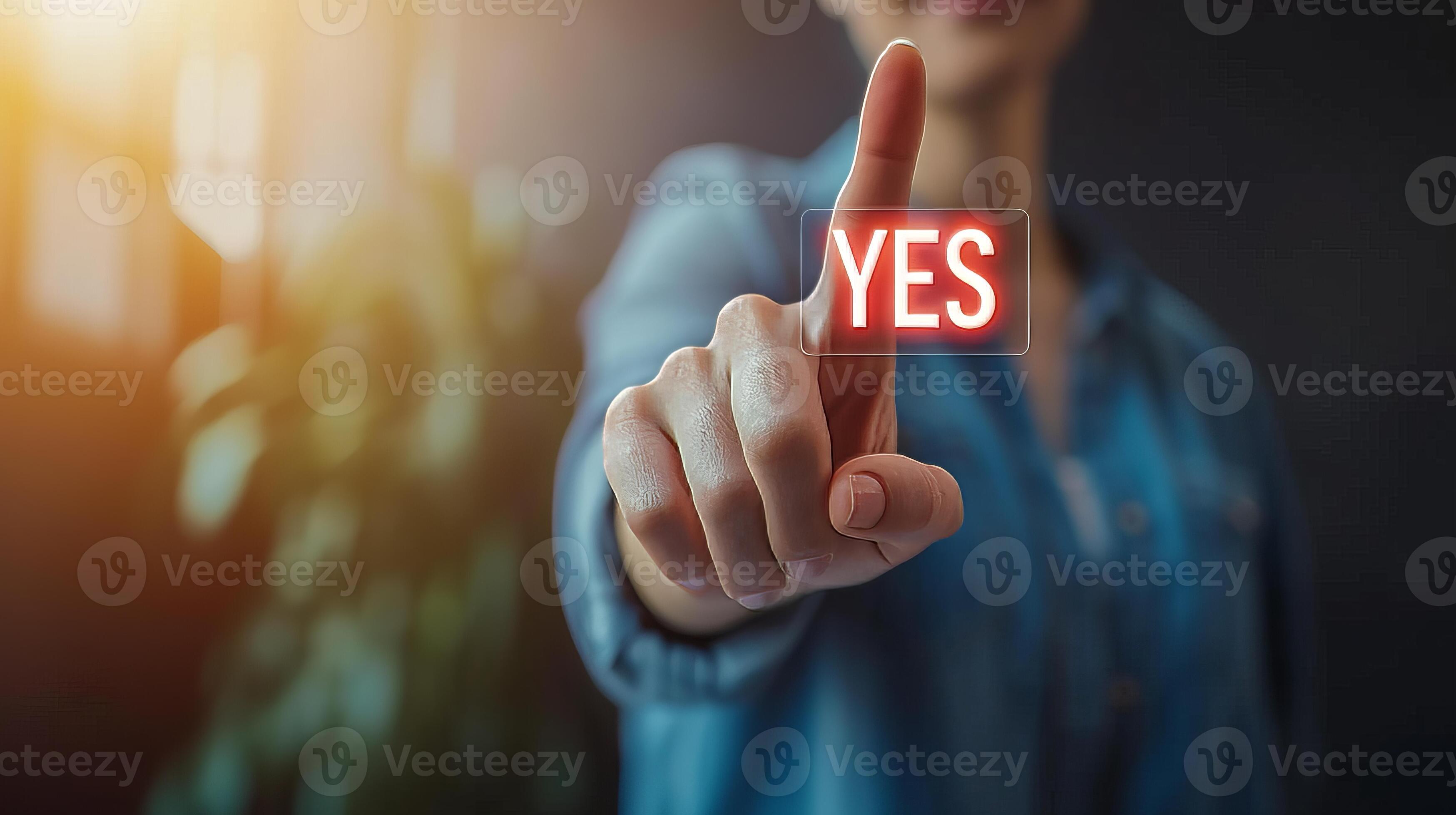 AI generated Interactive holographic yes icon shining brightly in a ...