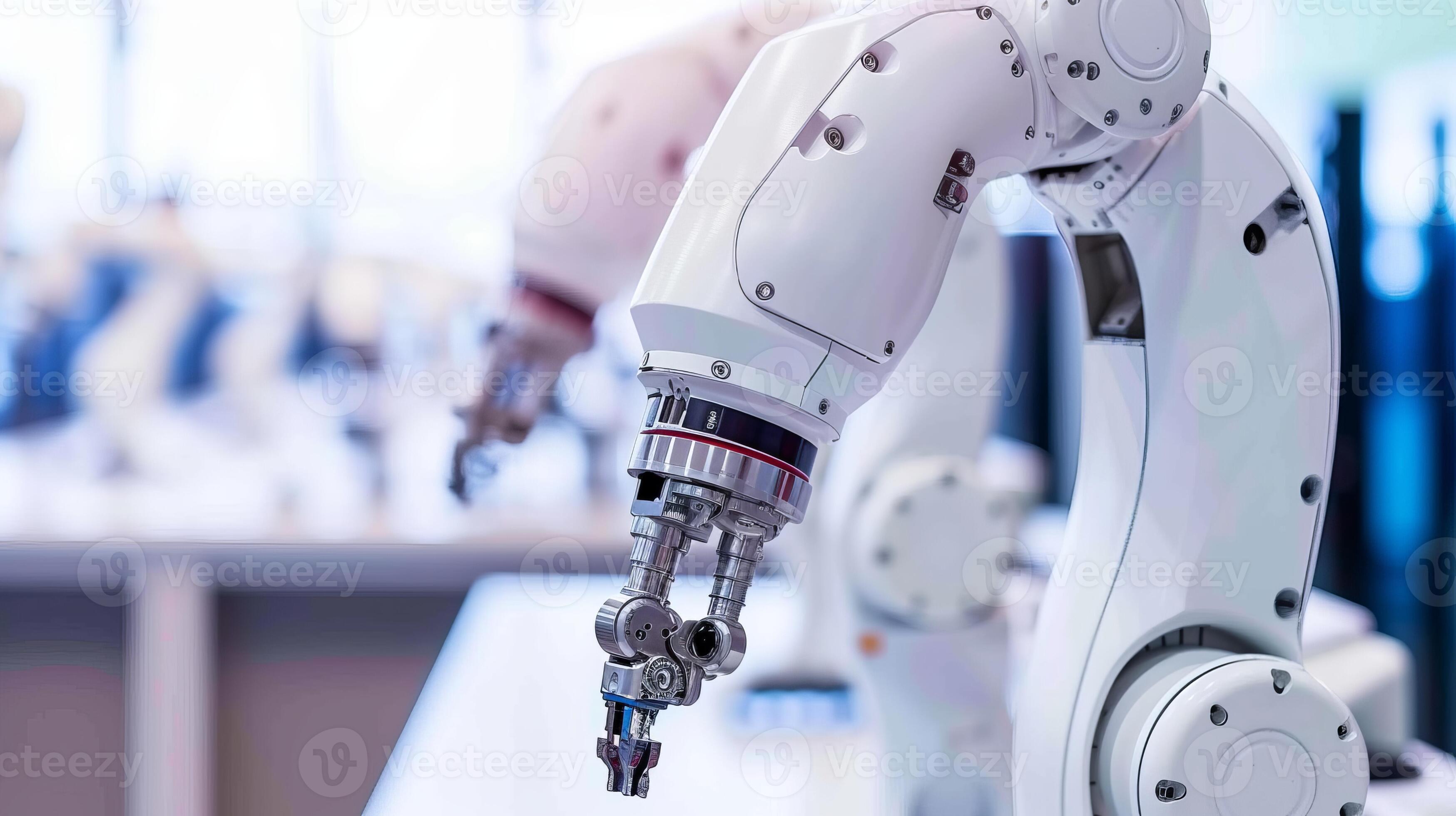 AI generated High tech robot arm with machine learning in modern ...