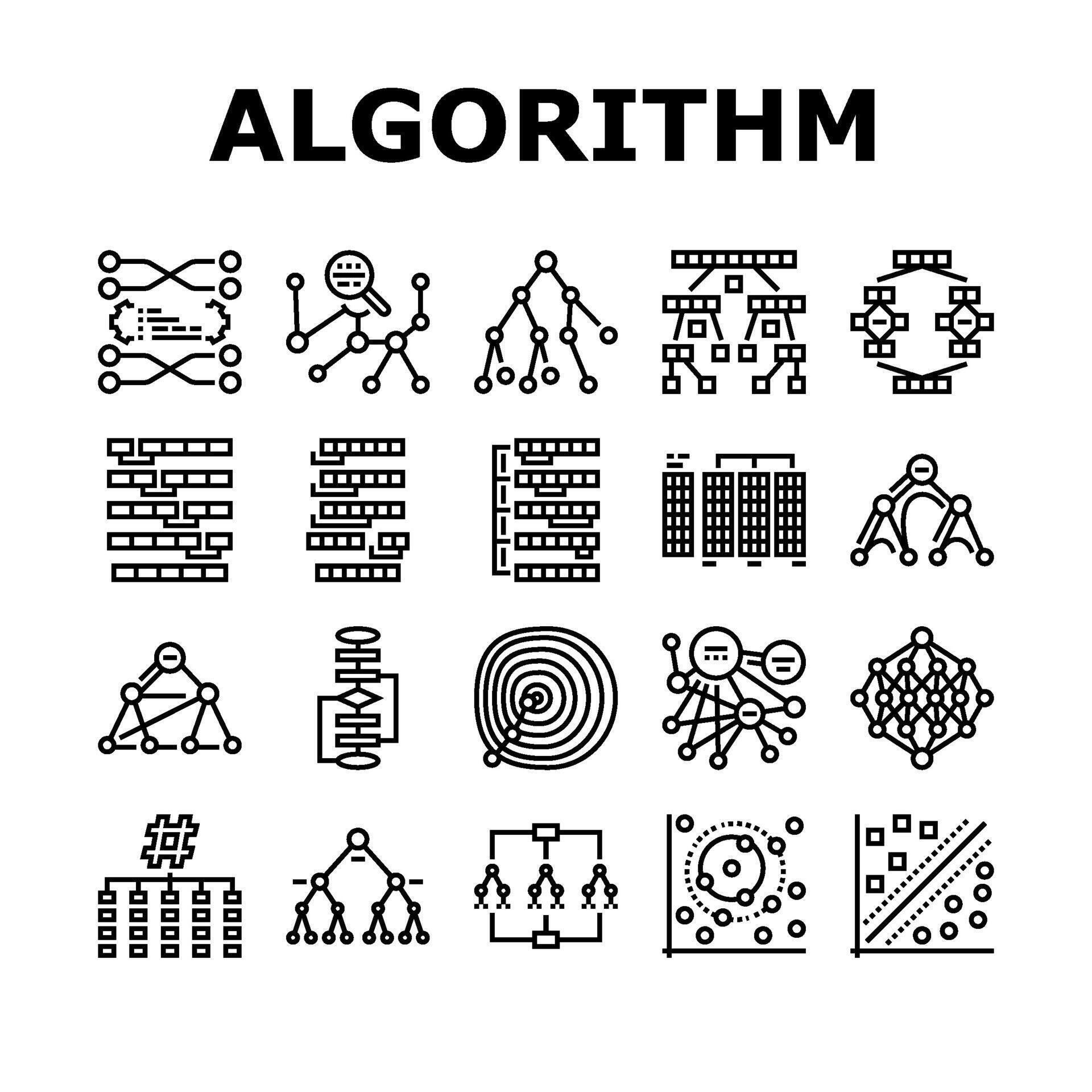 algorithm data technology ai icons set vector 39202044 Vector Art at ...