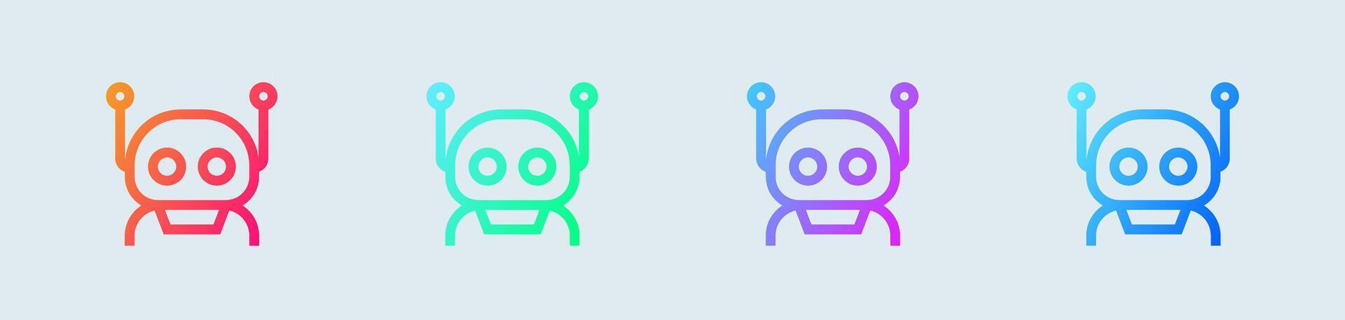 Robot line icon in gradient colors. Artificial intelligence signs ...