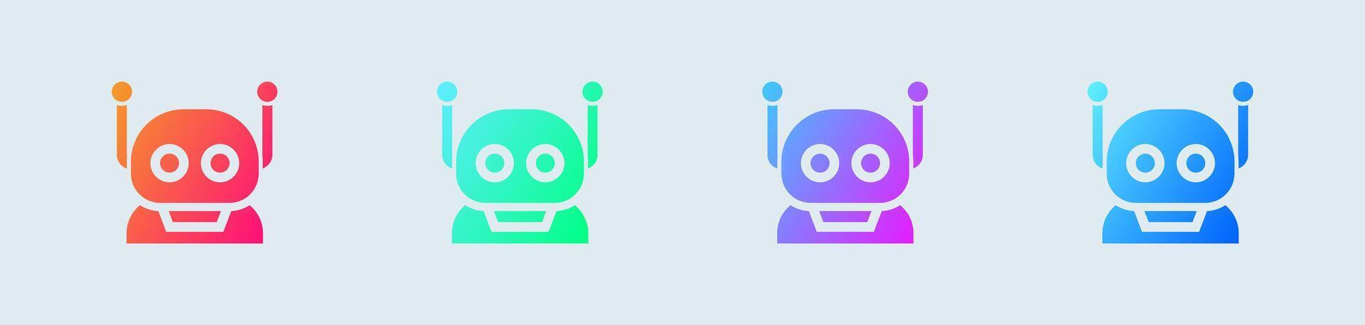 Robot solid icon in gradient colors. Artificial intelligence signs ...