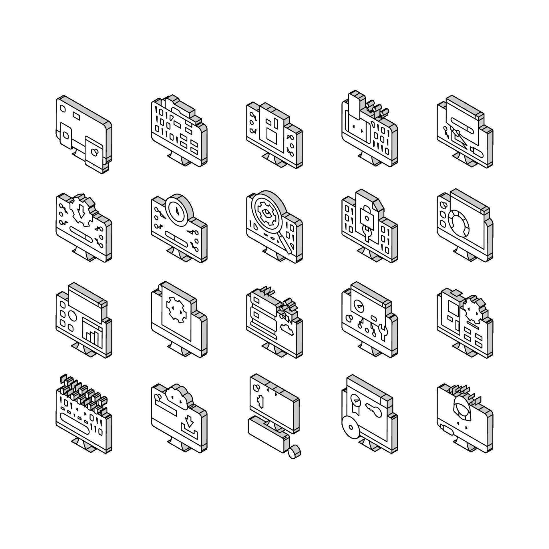 Software Program Development isometric icons set vector 39202780 Vector ...