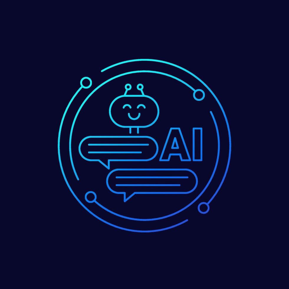 AI chat bot icon, Artificial intelligence technologies linear design ... AI chat bot icon, Artificial intelligence technologies linear design ...