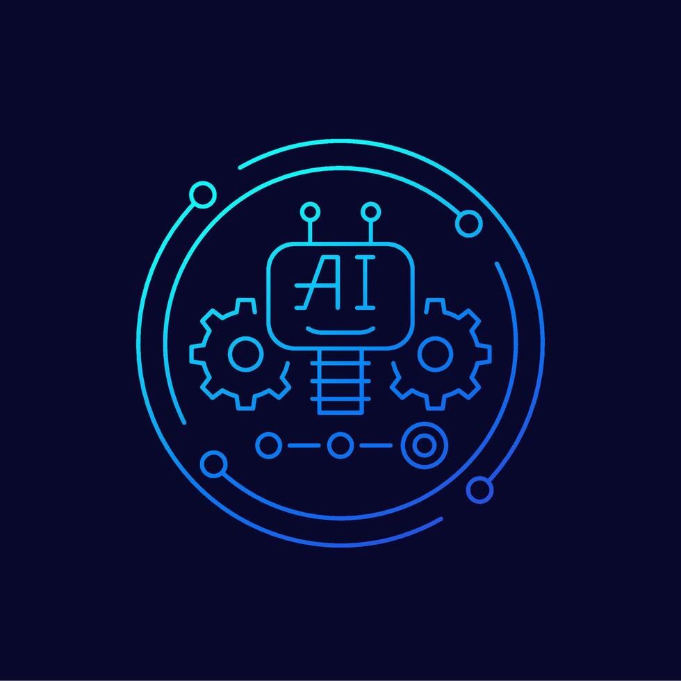 Ai Bot Icon Artificial Intelligence Linear Design 39203070 Vector Art