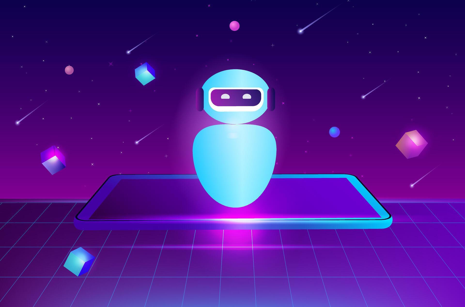 AI chat bot communicate with user. Artificial intelligence answer robot ...