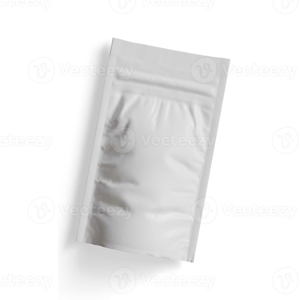 Blank White Aluminium Foil Plastic Pouch Bag Sachet Packaging Mockup