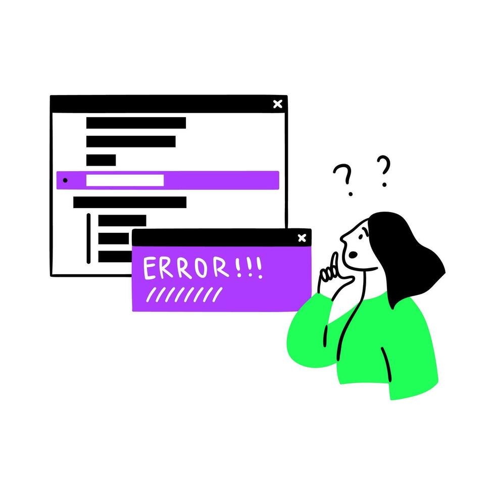 Cartoon Color Web Development Concept Scene with Character Girl. Vector ...