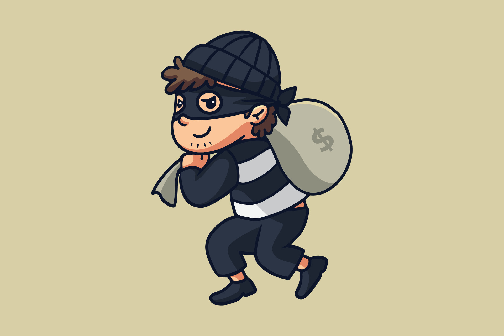 Cute Thief Cartoon Character Illustration 39217120 Vector Art at Vecteezy