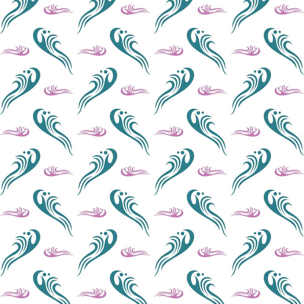 Wave blue and pink color trendy repeating pattern beautiful vector ...